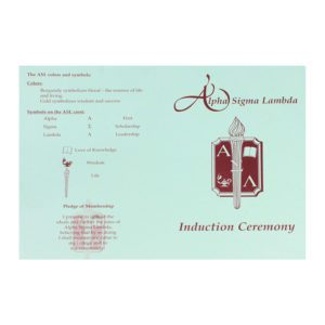 ASLHS Induction Ceremony Covers - Alpha Sigma Lambda